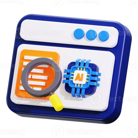 Ai Research Concept Featuring A Browser Window Magnifying Glass And Ai Chip Suitable For