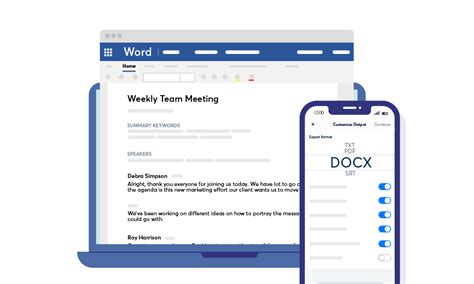 Microsoft Word Docx Export And Srt With Automatic Line Breaks Otterai
