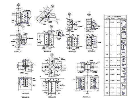 Detail Construction Block Of Column And Beam Structure Layout Autocad File