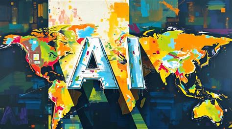 Ai In Business Global Technology Integration Visualized With Vibrant Abstract Art Depicting