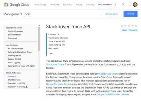 Google Cloud Stackdriver Trace Rest API Overview SDK Documentation