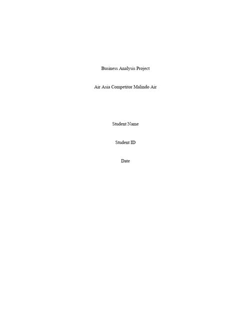 Business Analysis Project Pdf Low Cost Carrier Strategic Management