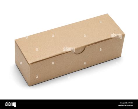 Small Rectangle Brown Cardboard Box Isolated On White Background Stock