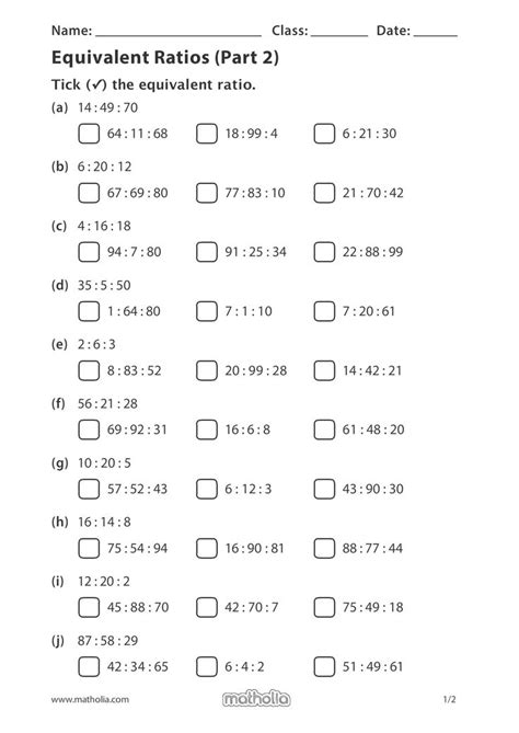 Equivalent Ratio Worksheets