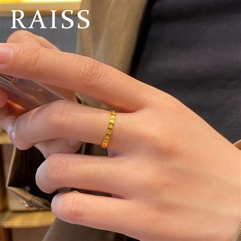 แหวนเหล็กไทเทเนียม ทอง 18k ประดับเพชร ทรงกลม สไตล์เกาหลี สําหรับผู้หญิง และผู้ชาย Shopee Thailand