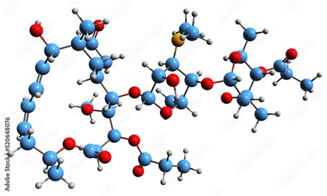 3d Image Of Midecamycin Skeletal Formula Molecular Chemical Structure