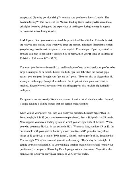 Solution Van Tharp Introduction To Position Sizing The Trading