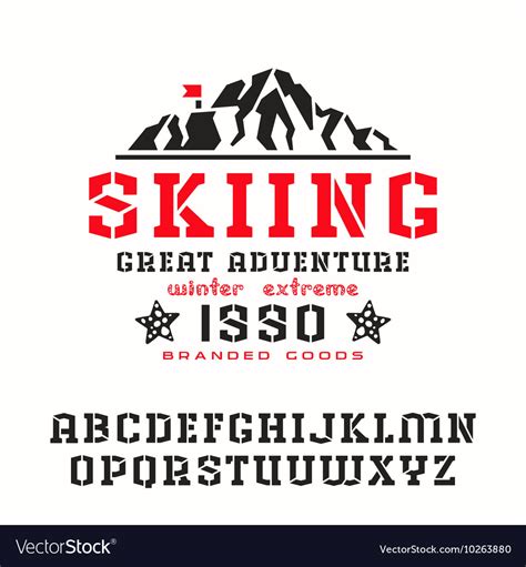 Angular Stencil Plate Serif Font Royalty Free Vector Image
