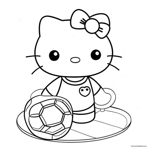 Hello Kitty Coloring Page Soccer