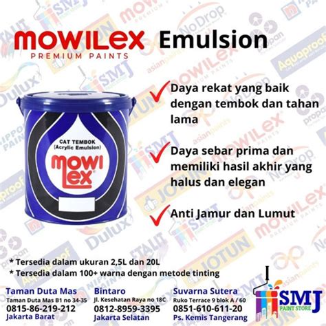 Jual CAT TEMBOK DINDING INTERIOR MOWILEX EMULSION TINTING KEMASAN LITER Putih Jakarta