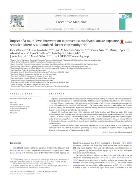 Pdf Rationale Design And Conduct Of A School Based Antismoking Intervention The Pepites