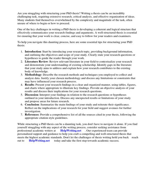 How To Structure A Phd Thesis Pdf Thesis Methodology
