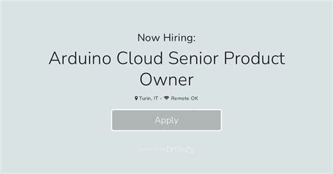 Arduino Cloud Senior Product Owner At Arduino