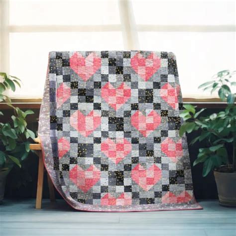 Heartstrings Harmony Quilt Pattern Pdf Scrappy Heart Patchwork Quilt