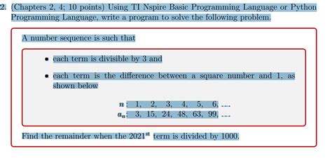 solved 2 chapters 2 4 10 points using ti nspire basic