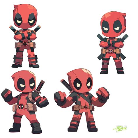 Vector Sticker — Cute Deadpool Character Vector Sticker Pack