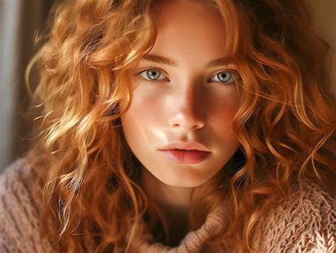 Premium Ai Image Closeup Portrait Of Pretty Smiling Blonde Girl With Long Hair And Blue Eyes