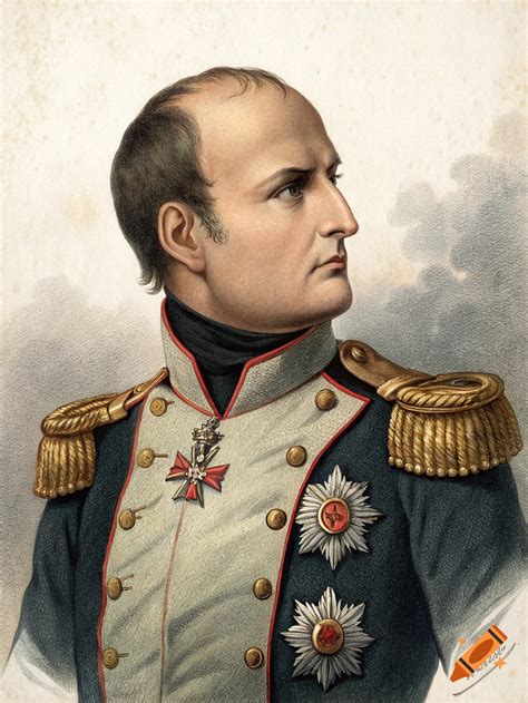 Profile Portrait Of Napoleon Bonaparte In A Military Uniform Rendered