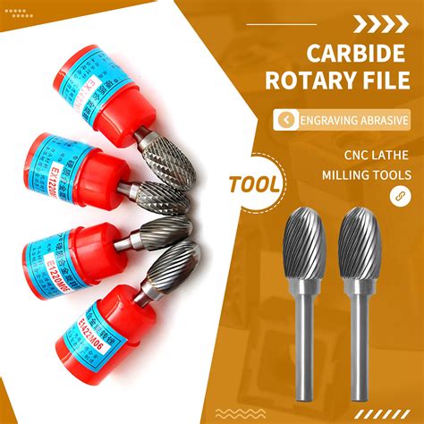 텅스텐 스틸 카바이드 로터리 파일 더블 크로스 톱니 타원형 밀링 커터 Ex E0610 0813 1425m06 Cnc 금속 커터 6mm 로터리 파일밀링 커터