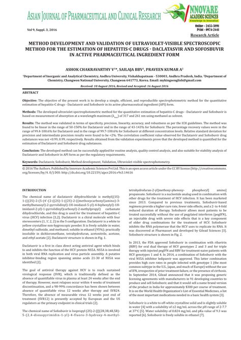 Pdf Method Development And Validation Of Ultraviolet Visible