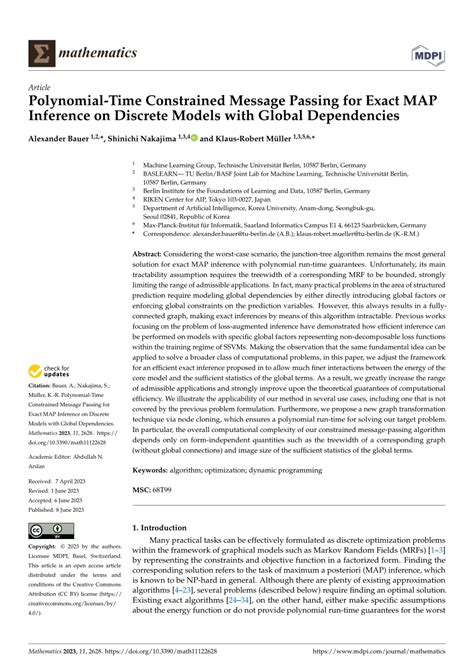 Pdf Polynomial Time Constrained Message Passing For Exact Map