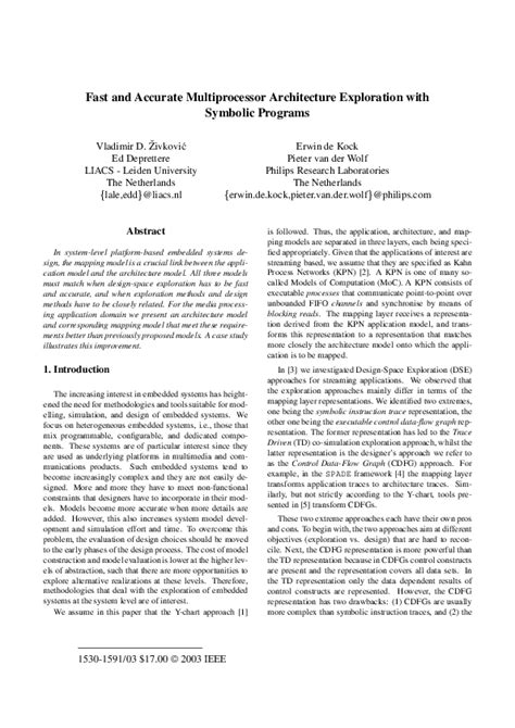 Pdf Fast And Accurate Multiprocessor Architecture Exploration With Symbolic Programs