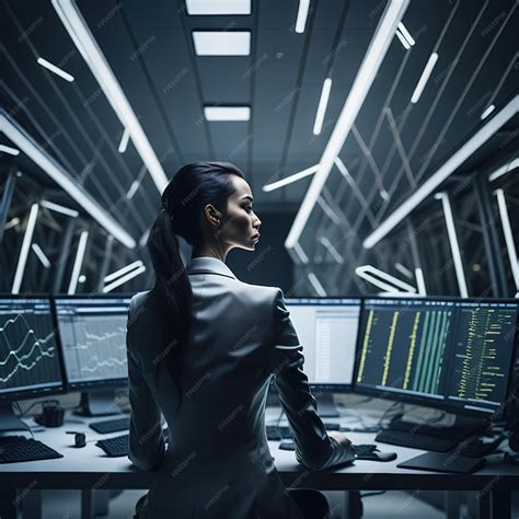 Premium Ai Image Woman Analyzin Stocks In The Technologist Office