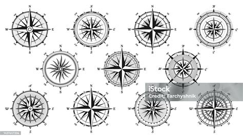 빈티지 해양 바람 장미 해상 차트 북쪽 동쪽 남쪽 서쪽의 기본 방향이있는 단색 탐색 나침반 지리적 위치 지도 제작 및 탐색 벡터 일러스트레이션 0명에 대한 스톡 벡터 아트