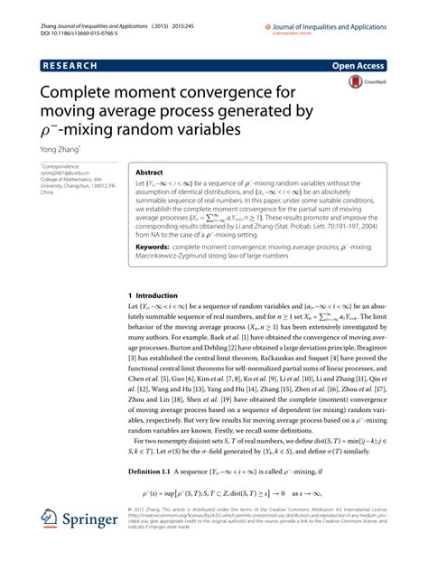 Pdf Complete Moment Convergence For Moving Average Process Generated