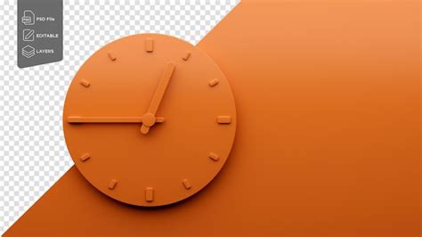 Premium Psd Minimal Orange Clock 1245 Quarter To One O39clock 1245 Or