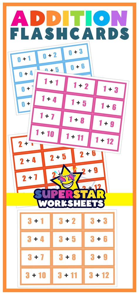 Colorful Addition Flashcards For Engaging Math Lessons Addition Flash Cards Printable