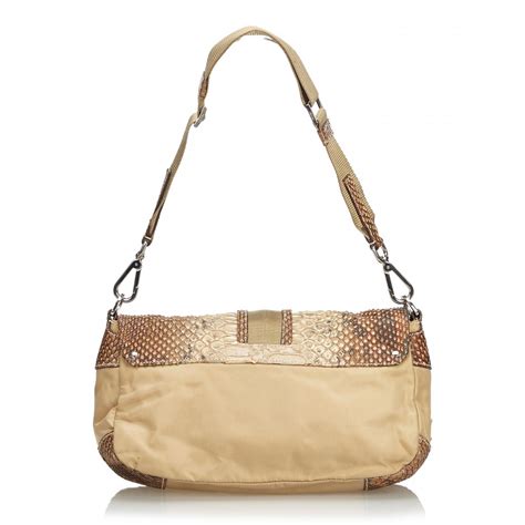 Prada Vintage Python Shoulder Bag Marrone Beige Borsa In Pelle