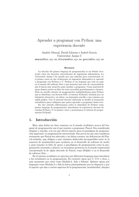 Pdf Aprender A Programar Con Python Una Experiencia Docente