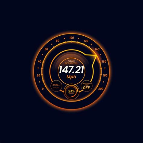 Premium Vector Futuristic Car Speedometer Gauge Dial Neon Scale