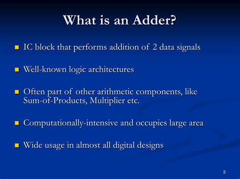 Ppt Design Of A Parallel Prefix Adder Architecture With Efficient Timing Area Tradeoff