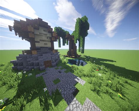 Real Medevil House And Huge Tree Mcedit Schematic Minecraft Map