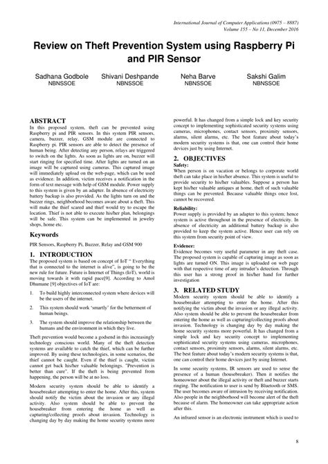 Pdf Review On Theft Prevention System Using Raspberry Pi And Pir Sensor