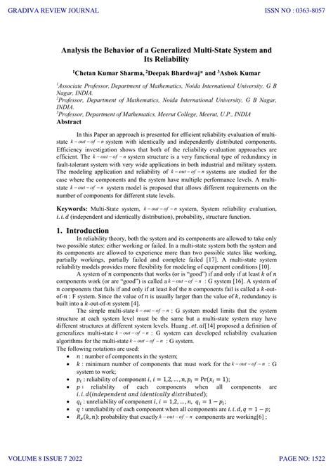 Pdf Analysis The Behavior Of A Generalized Multi State System And Its Reliability