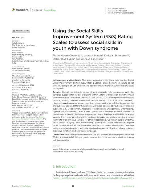 Using The Social Skills Improvement System Ssis Rating Scales To Assess Social Skills In Youth