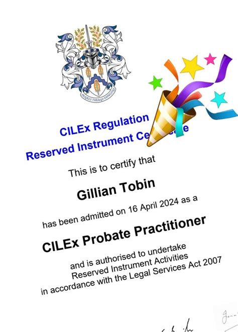 Congratulations Cilex Probate Practitioner Dovaston Law