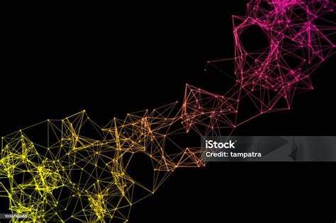 디지털 컴퓨터 데이터와 네트워크 연결 삼각형 라인 미래 기술 개념에 분야 총 입자 배경입니다 3d 추상 그림 0명에 대한 스톡 사진 및 기타 이미지 Istock