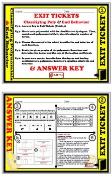 Exit Ticket Classifying Polynomials End Behavior By Never Give Up On Math
