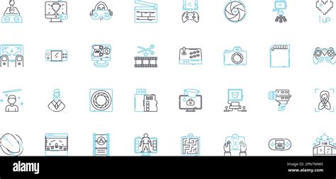 Video Production Linear Icons Set Cinematography Editing Lighting