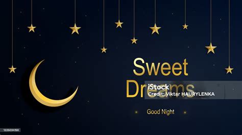 황금 별과 빛나는 달밤 어두운 하늘 달콤한 꿈과 좋은 밤을 레터링 인사말 카드 배경 초대장 배너 웹 페이지 포스터용 벡터 일러스트레이션 가공의 인물에 대한 스톡 벡터 아트