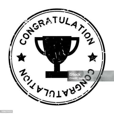 그런 지 검은 축 하 단어 트로피 아이콘 라운드 흰색 배경에 고무 인감 도장 Championship에 대한 스톡 벡터 아트 및 기타 이미지 Championship 검은