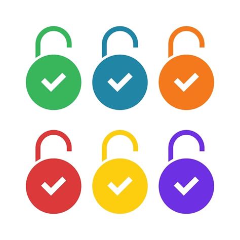 Free Vector Unlocked Padlock Check Mark Multiple Colours Set