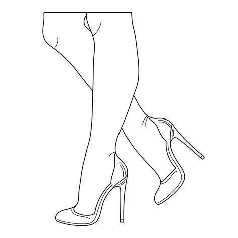 Drawing Sketch Outline Silhouette Of Female Legs In A Pose Shoes