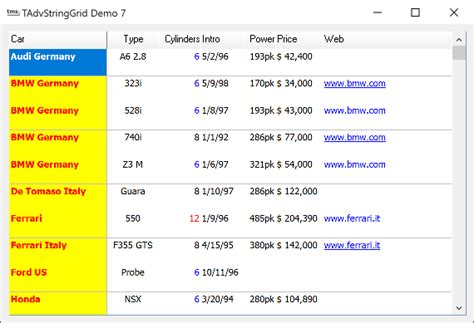 tms software tadvstringgrid example