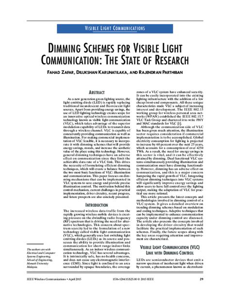 Pdf Dimming Schemes For Visible Light Communication Vlc The State
