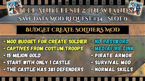 8040000 Gold Di Create Soldiers‼️steel And Flesh 2 New Lands Save Data Mod Slot 0 Request 34